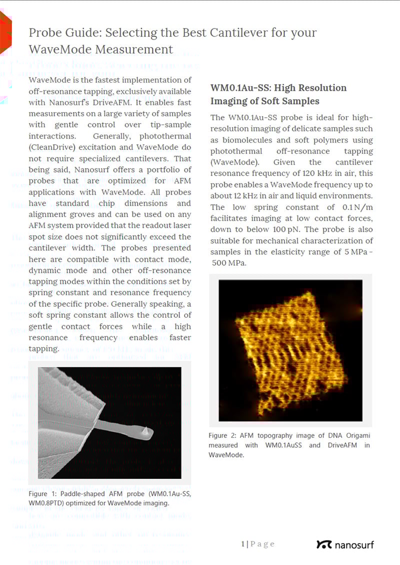 Selecting Optimal Cantilevers for WaveMode Measurements | Nanosurf